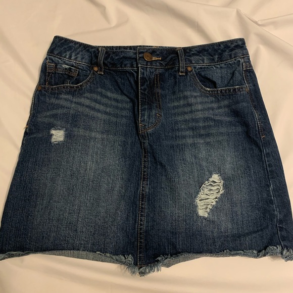 Skirts | Denim Distressed Mini Skirt | Poshmark